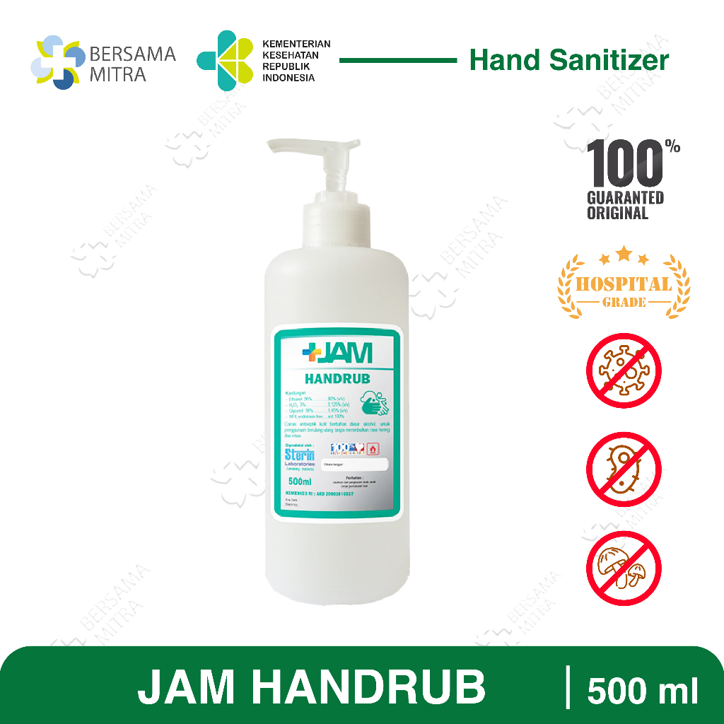 Jual JAM HANDRUB Hand Sanitizer - Botol 500ml | Shopee Indonesia