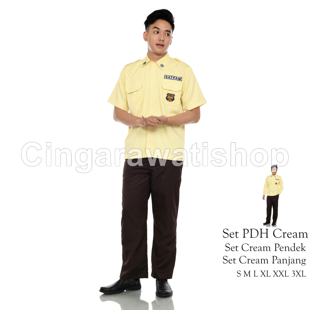 Jual Seragam Pdh Satpam Krem Setelan Security Cream Pakaian Dinas Harian Coklat Krem Satpam ...