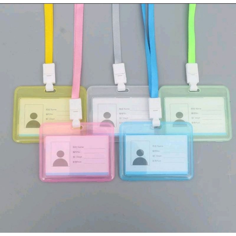 Jual Lanyard Name Tag ID Card Holder Kartu Transparan Gantungan Nama ...