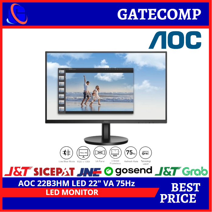 Jual AOC 22B3HM Monitor LED 22" VA 75Hz 1080p HDMI VESA Adaptive Sync ...