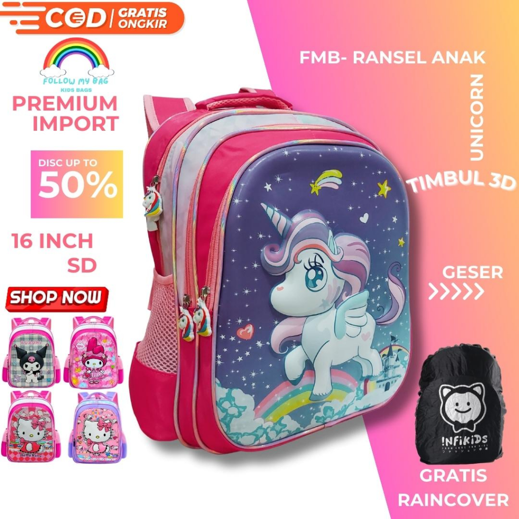 Jual FMB - Tas Ransel Anak Perempuan Import Unicorn - Tas Sekolah Perempuan Terbaru - Tas ...