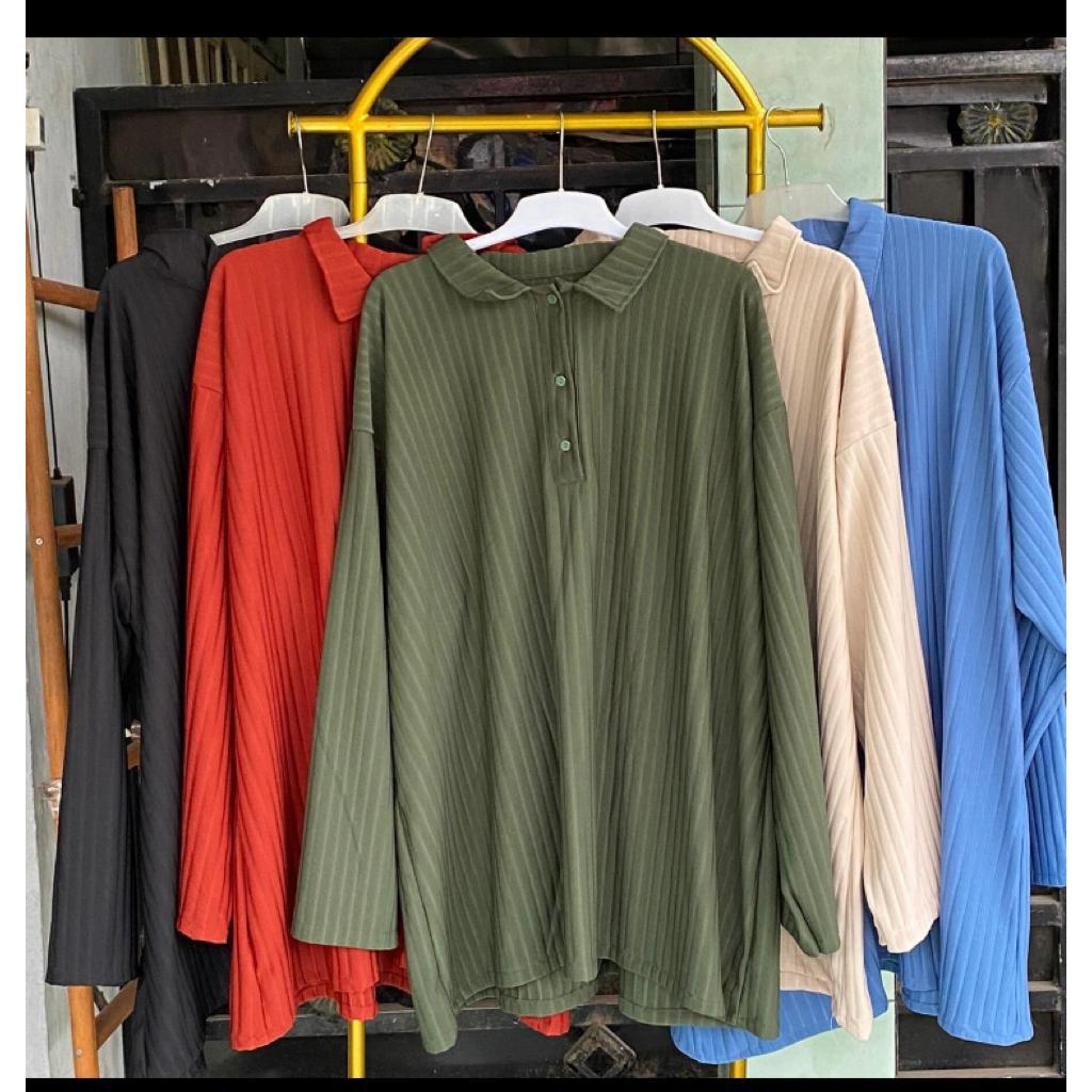 Jual LD 150 Atasan Oversize JUMBO Semi Knitwear Top Basic Polos Hijab ...
