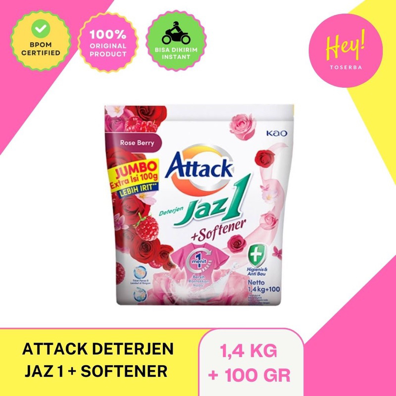 Jual Attack Jaz 1 Deterjen Bubuk Plus Softener 1400 + 100 GR | Shopee Indonesia