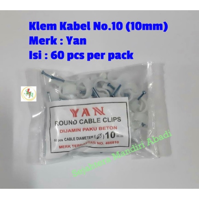 Jual Klem Kabel No 10 Paku Beton (10mm) Yan Per Pack Isi 60 Pcs ...