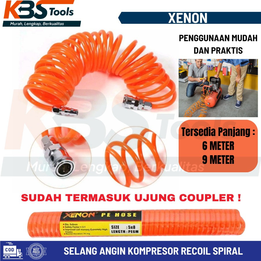 Jual Selang Kompresor Angin Spiral Recoil Hose Compressor XENON 6 ...