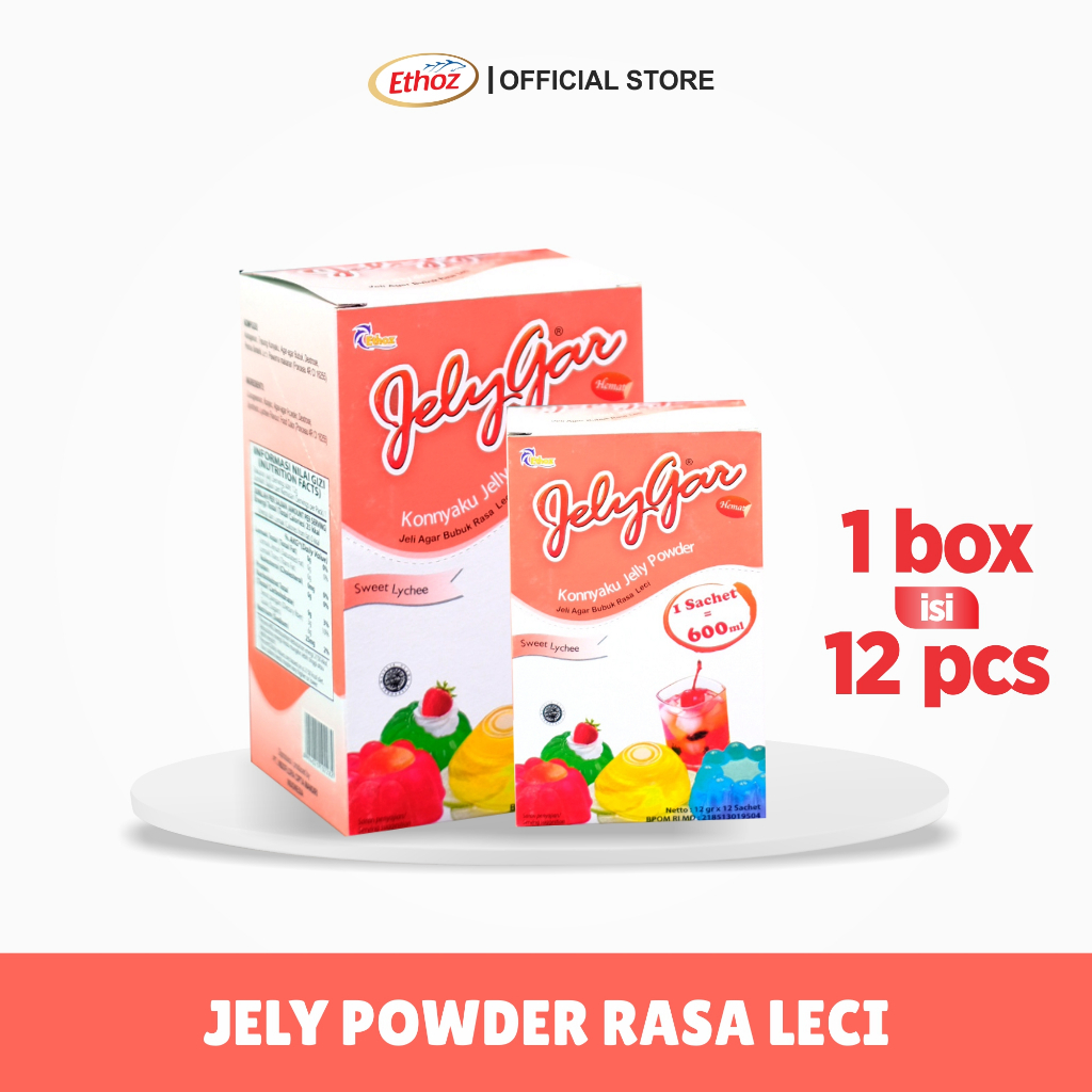 Jual ETHOZ JelyGar Jelly powder / tepung Jeli Agar bubuk 600 ml x 12 pcs | Shopee Indonesia