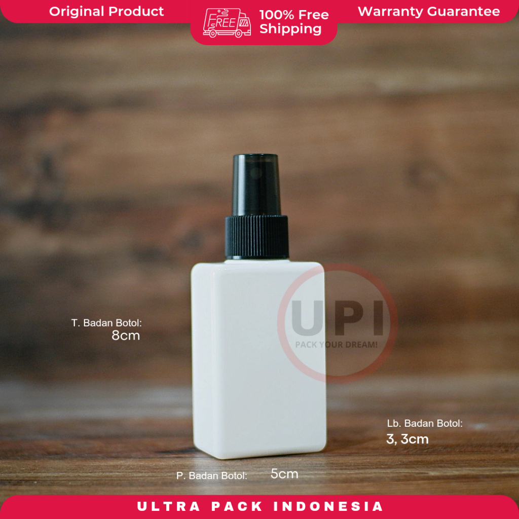 Jual BOTOL PET BOKO KOTAK 100ML CLEAR + SPRAYER HITAM OUTER CAP HITAM | Shopee Indonesia