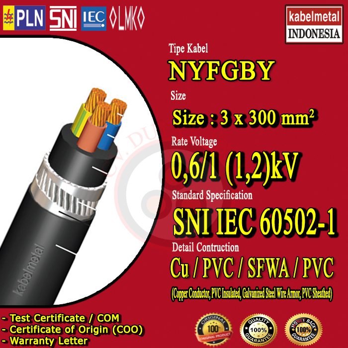 Jual Kabel NYFGBY 3x300 mm2 METAL /3 x 300 mm2/3x300mm2/3x300 mm/3x300mm | Shopee Indonesia