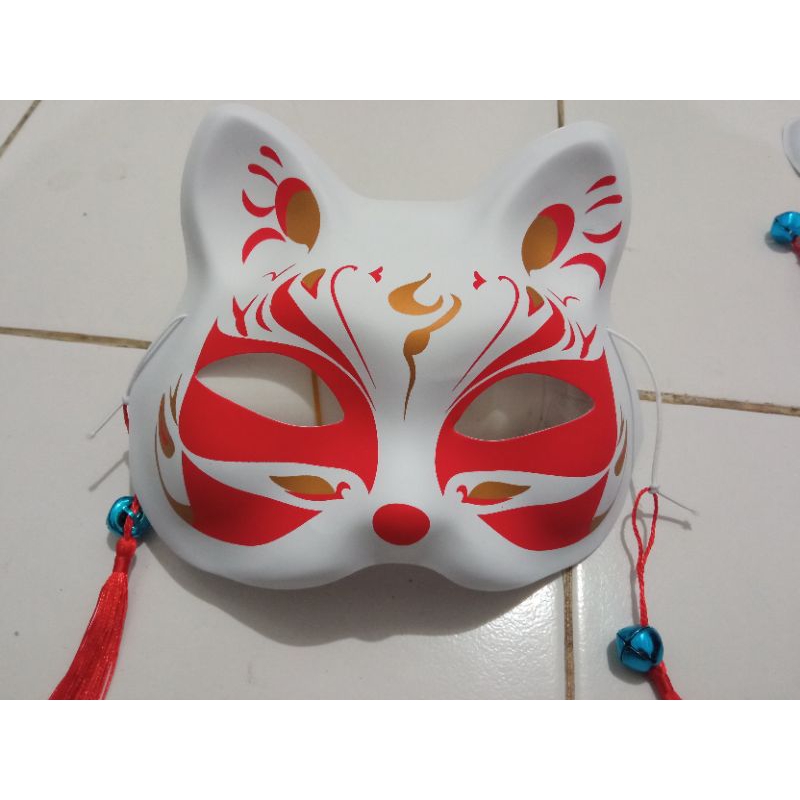 Jual topeng kitsune anime rubah atau kucing Halloween mask | Shopee ...
