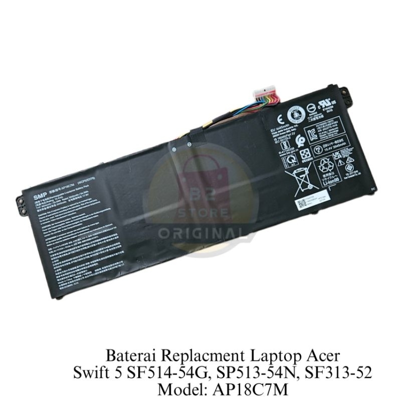 Jual BATERAI LAPTOP ACER SWIFT 5 SF514-54G SP513-54N SF313-52 AP18C7M ...