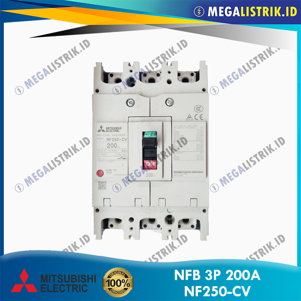 Jual MITSUBISHI NFB 3P 200A NF250-CV / MCCB / NO FUSE BREAKER NF250CV 3 PHASE 200 AMPERE ...