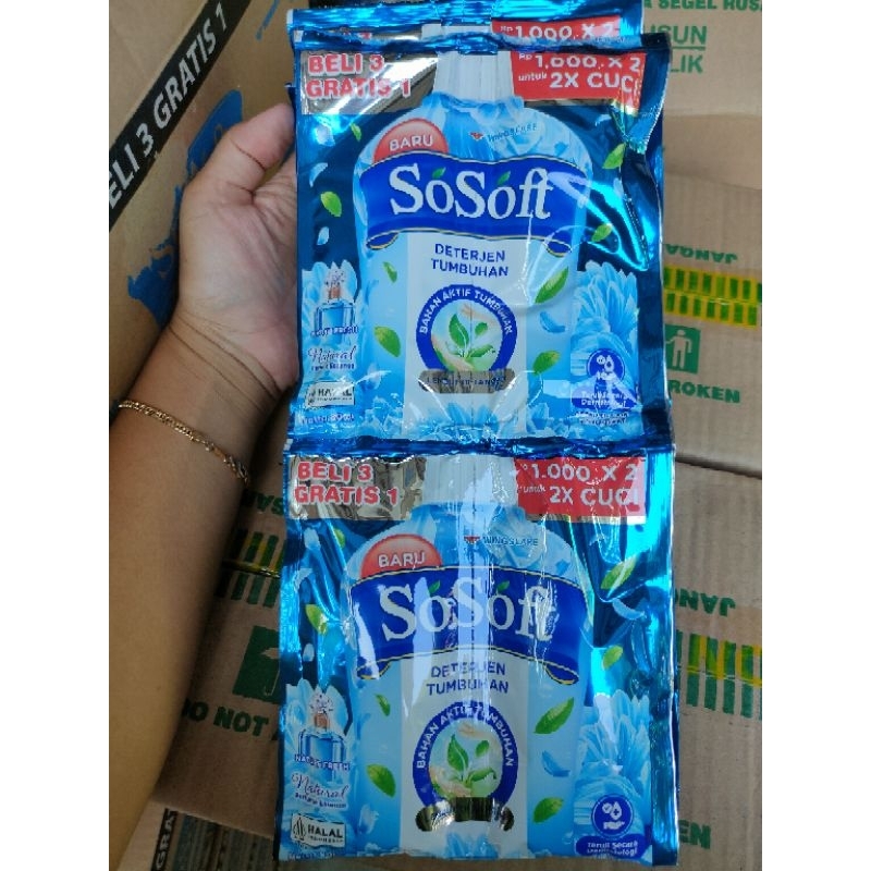 Jual So Soft Detergen Cair Renceng isi 16 Saset | Shopee Indonesia