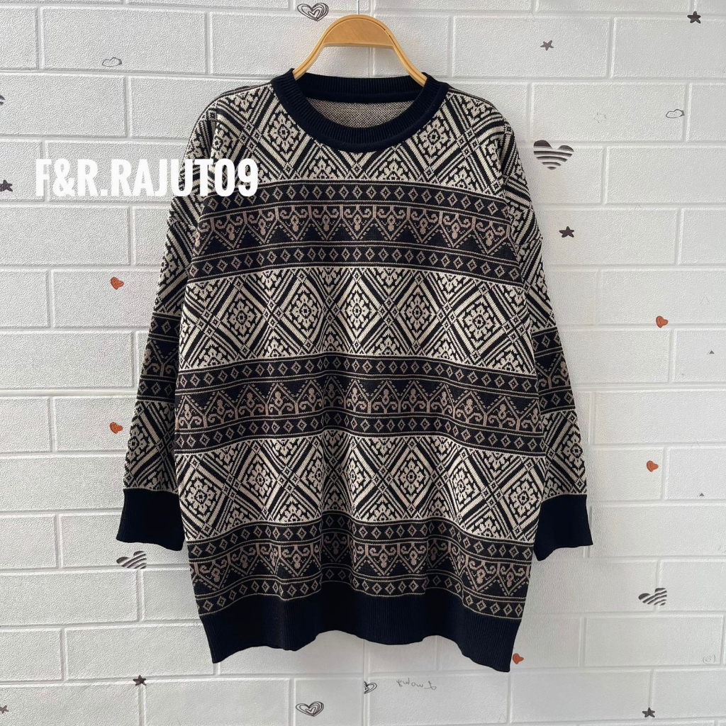 Jual Flicker Sweater Rajut Motif Batik Cotton Atasan Rajut Knits Wanita ...