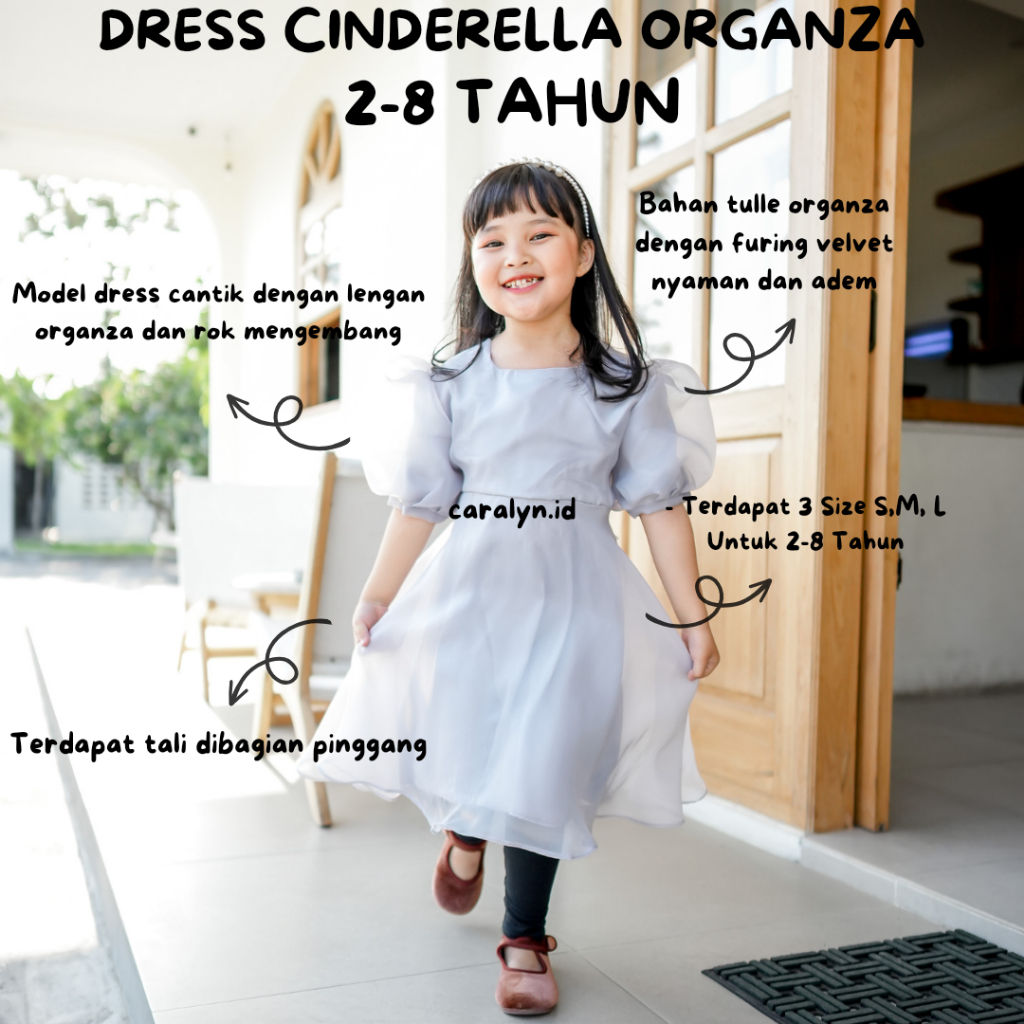 Jual DRESS ANAK ORGANZA DRESS CINDERELLA DRESS ANAK KOREAN STYLE ...