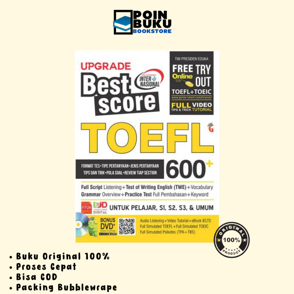 Jual BUKU TES TOEFL - UPGRADE BEST SCORE TOEFL 600+ | Shopee Indonesia