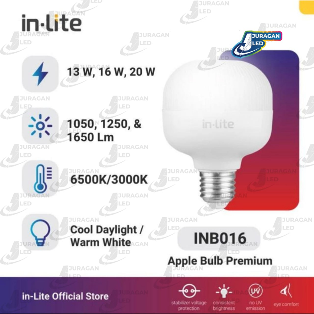 Jual INLITE APPLE LAMPU LED BULB CAPSUL PENDEK 16W PUTIH CDL INB016 16 ...