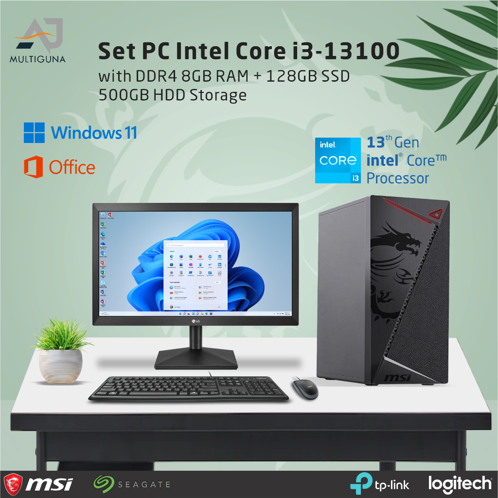Jual Set PC Komputer Intel Core i3-13100 Gen-13 RAM 8GB SSD Rakitan ...