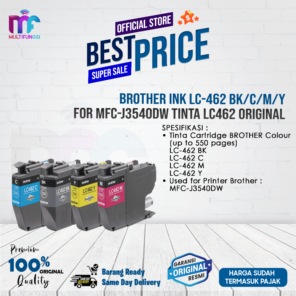 Jual Brother Ink LC-462 BK/C/M/Y for MFC-J3540DW Tinta LC462 Original ...