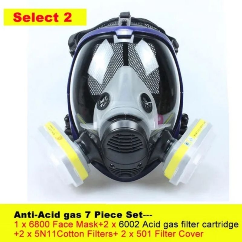 Jual masker gas full face respirator gas mask 6002CN proteksi tinggi ...