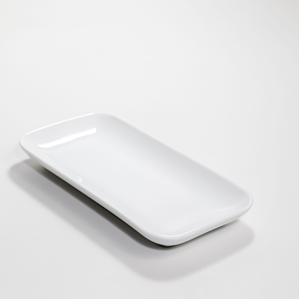 Jual Piring Saji Segi Panjang Keramik (1PCS) Putih Polos By Indo ...