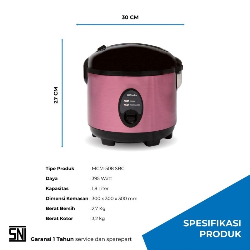 Jual Magic com miyako 1,8L 3in 1 stainless MCM508SBC/RICE COOKER MIYAKO ...