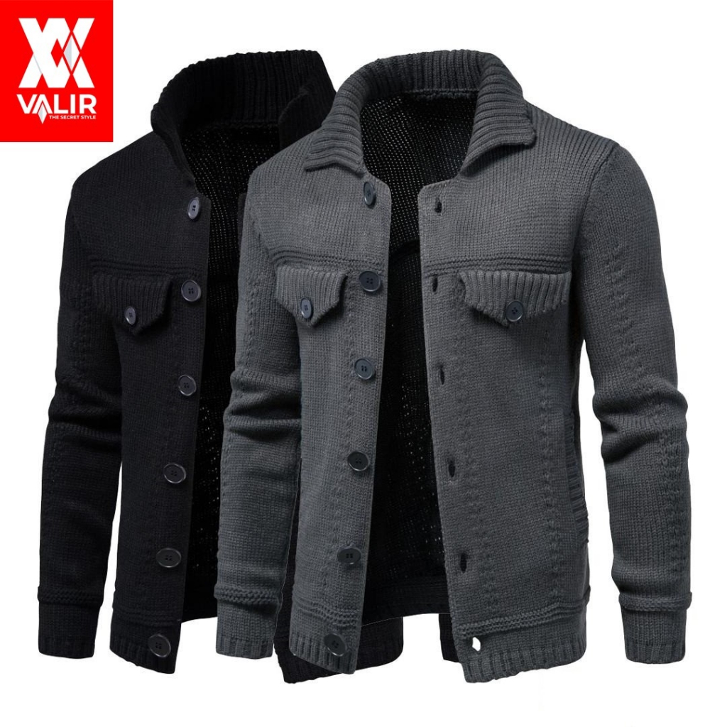 Jual Valir Richie - Jaket Knit Pria Tebal Model Sweater Rajut Cardigan ...