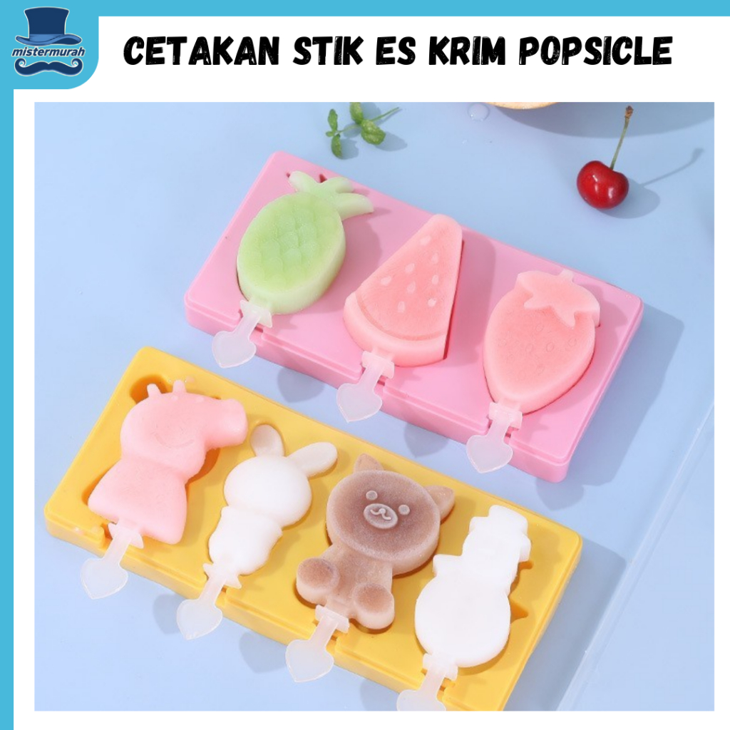 Jual DIY Cetakan Stik Es Krim Popsicle Coklat Silikon BPA Free Karakter ...