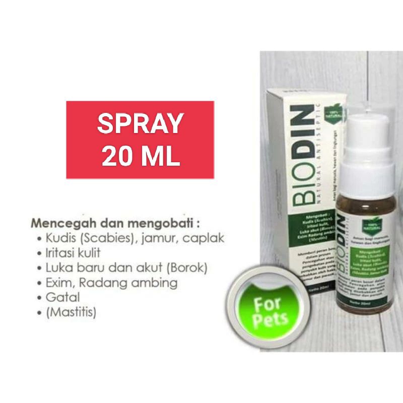 Jual BIODIN SPRAY 20ml NATURAL ANTISEPTIC obat jamur, luka, borok ...