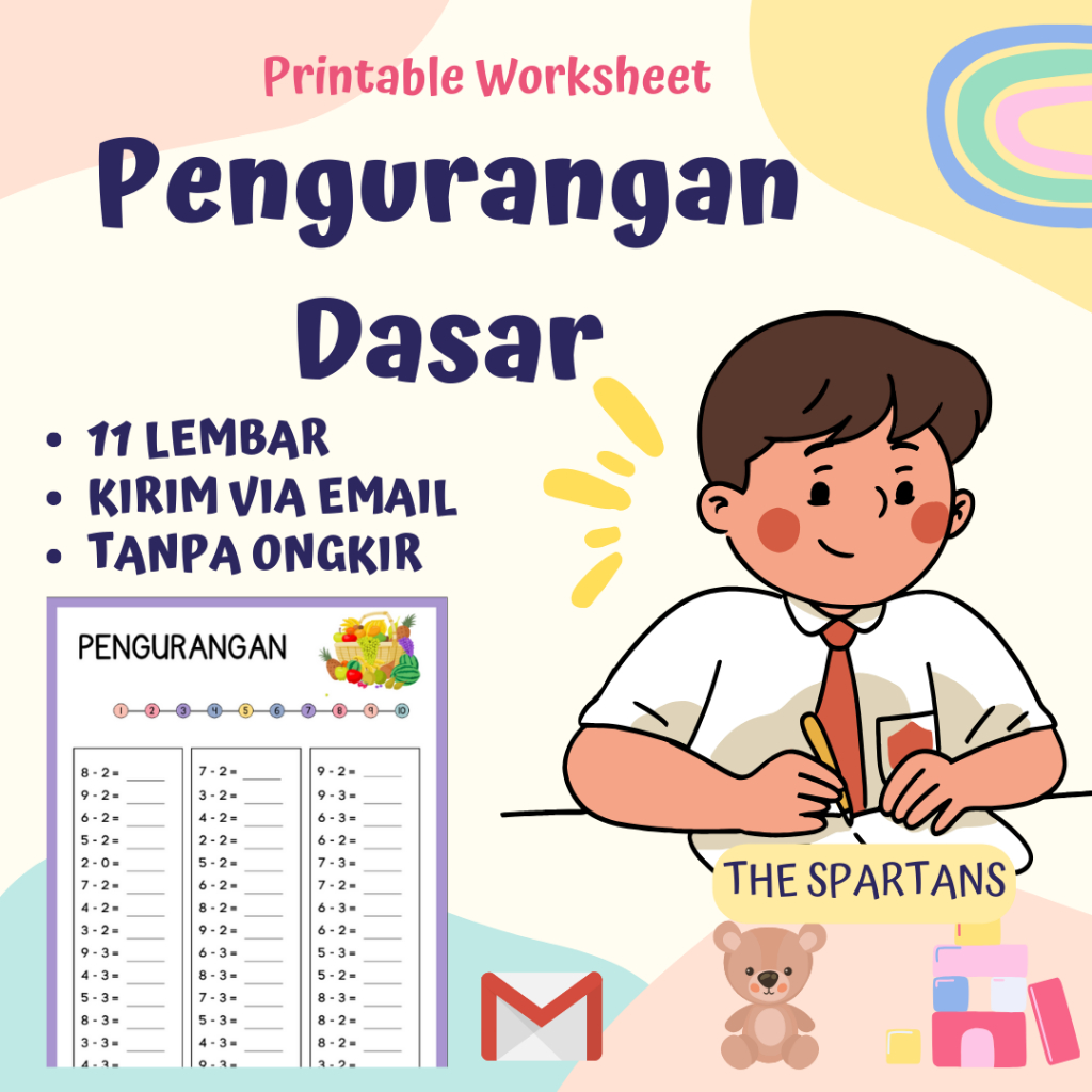 Jual 11 Lembar Worksheet Belajar Pengurangan Dasar Untuk Anak SD ...