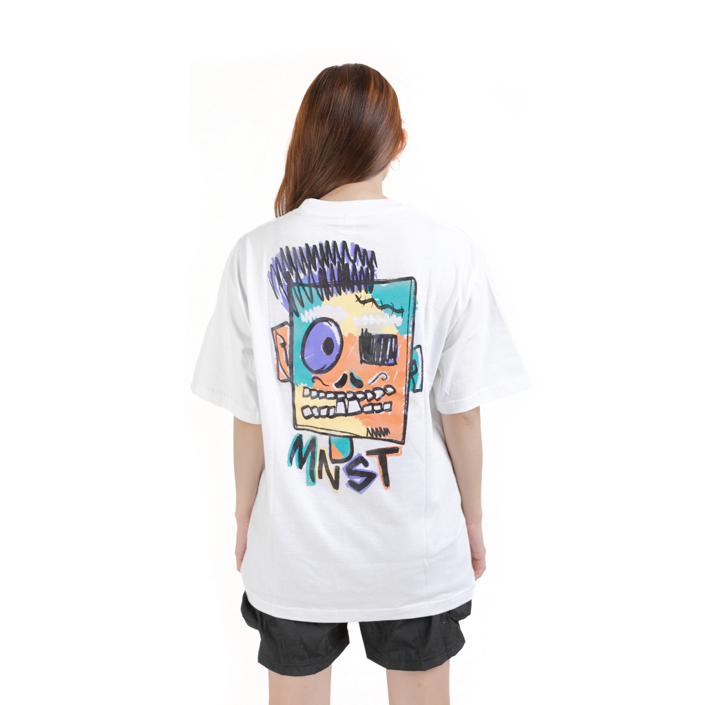 Jual Mnst | Kaos T-shirt Oversize | White | Face Art | Shopee Indonesia