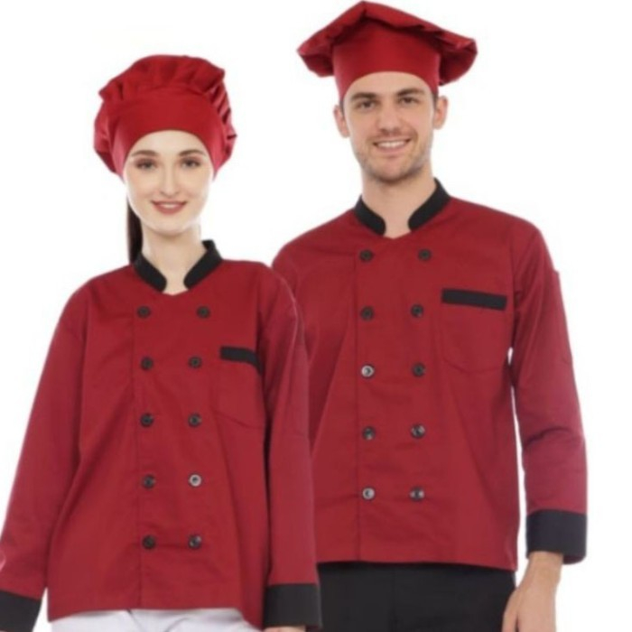 Jual Seragam Baju Koki Chef Lengan Panjang bahan american Drill ...