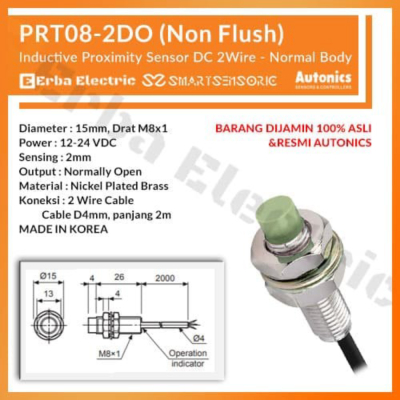 Jual Autonics PRT08-2DO Induktif Proximity Sensor Metal Besi 2 wire DC ...
