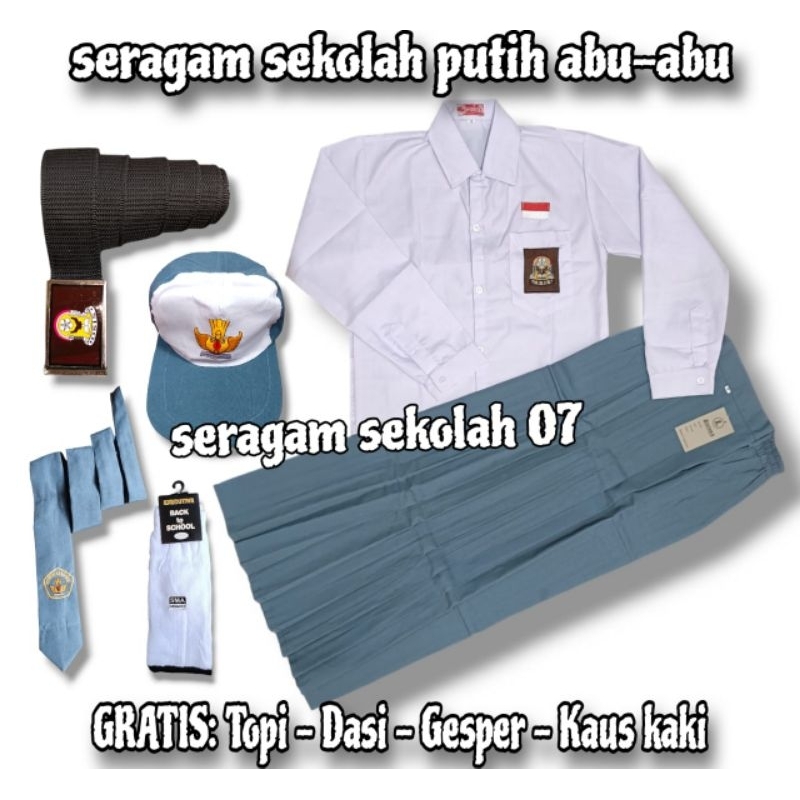 Jual setelan seragam sekolah SMA/SMK perempuan baju putih panjang rok ...