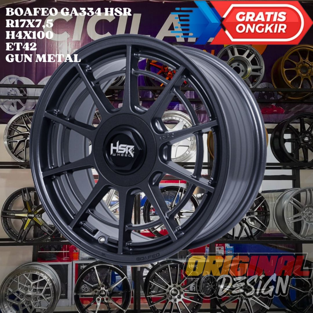 Jual Velg Mobil Racing Ring 17 HSR BOAFEO R17 LEBAR 7,5 BAUT 4 ET42 GUN METAL | Shopee Indonesia