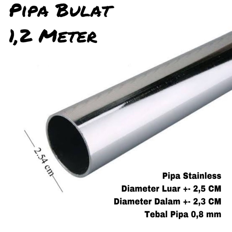 Jual Pipa Bulat Stainless 120 cm | Pipa Bulat Display Stenlis croom ...