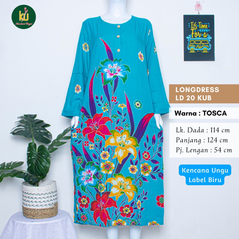 Jual Batik Kencana Ungu Longdress Lengan Panjang Asli Label Biru ...
