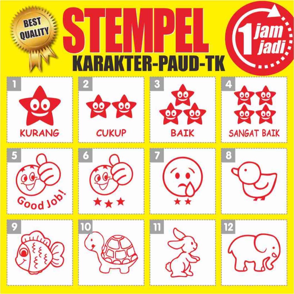 Jual Stempel Karakter Motivasi Reward Semangat Anak Murid TK PAUD SD ...