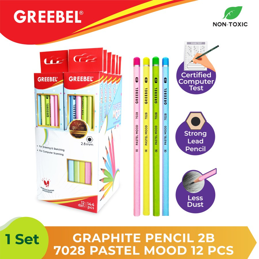 Jual Pensil kayu GREEBEL 2B 7028 PASTEL MOOD Pencil Kayu Grafit ...