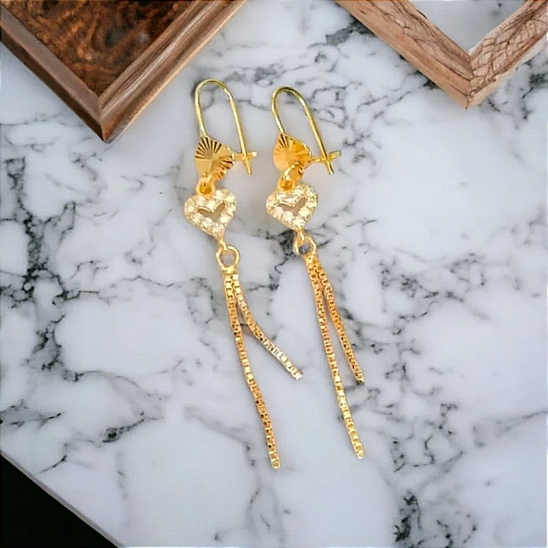 Jual ANTING DESY TITANIUM MOTIF JURAI LOVE ANTI LUNTUR | Shopee Indonesia