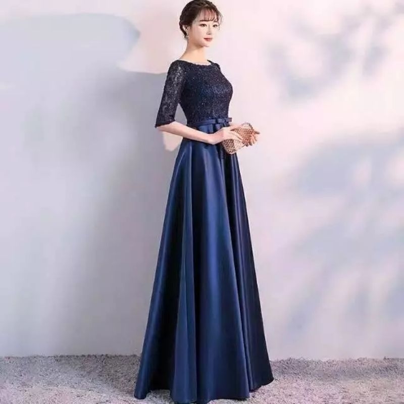 Jual GAUN PESTA NAVY REQUEST WARNA BAJU BRIDAL PARTY MEWAH ELEGAN Tulle ...