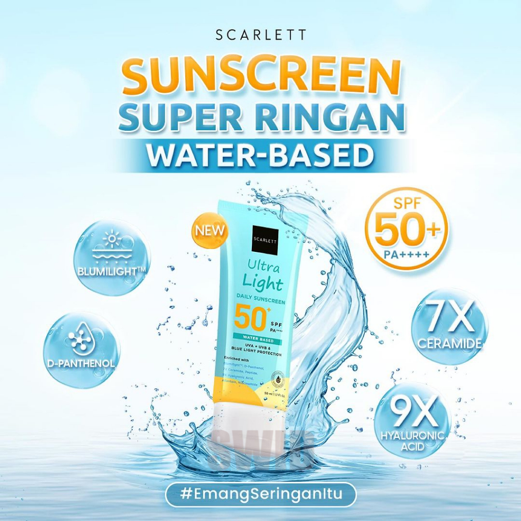 Jual Sunscreen Scarlett SPF 50+ PA++++ Ultra Light Daily | Water Based | Oily Skin 50ml *NEW ...