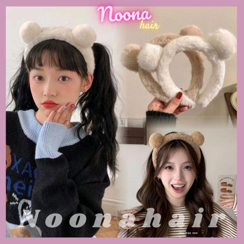 Jual Kuma Teddy Bear Fur Headband Face Wash Makeup Bandana Bando ...