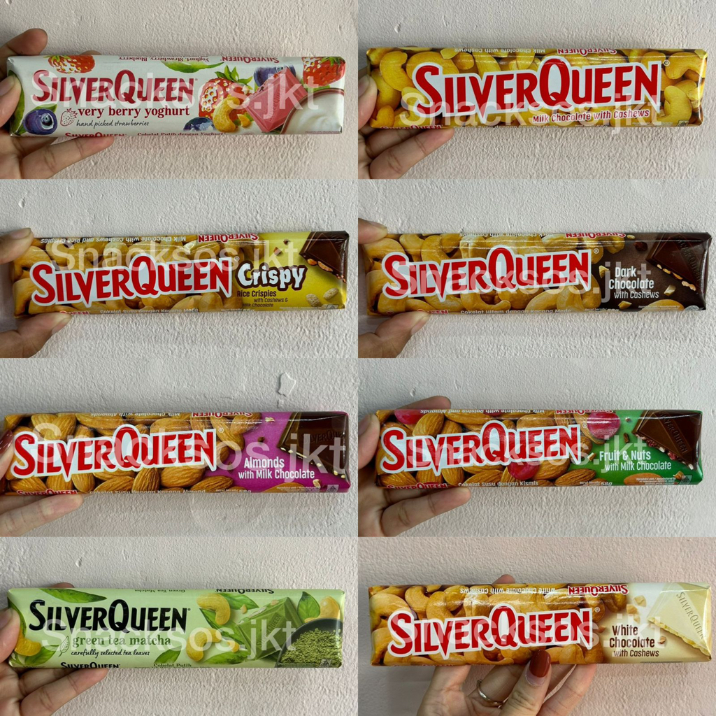 Jual [58GR] SILVERQUEEN MILK WHITE DARK CHOCOLATE WITH CASHEWNUT ...