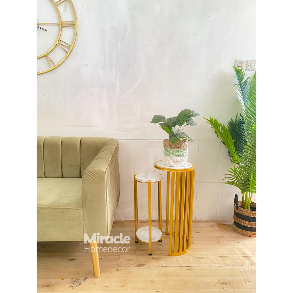 Jual Stand pot bunga rangka besi top hpl motif marmer / table pot sudut ...