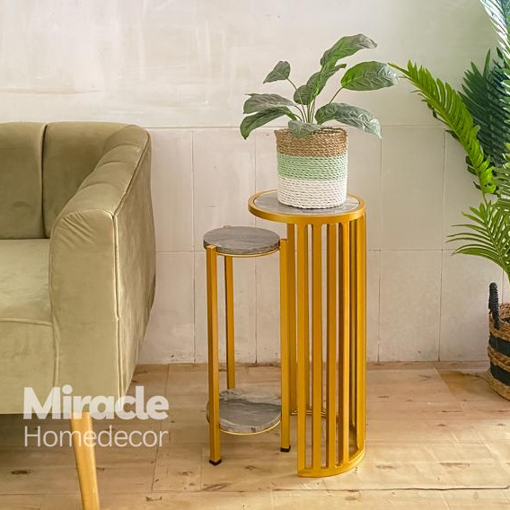 Jual Stand pot bunga rangka besi top hpl motif marmer / table pot sudut ...