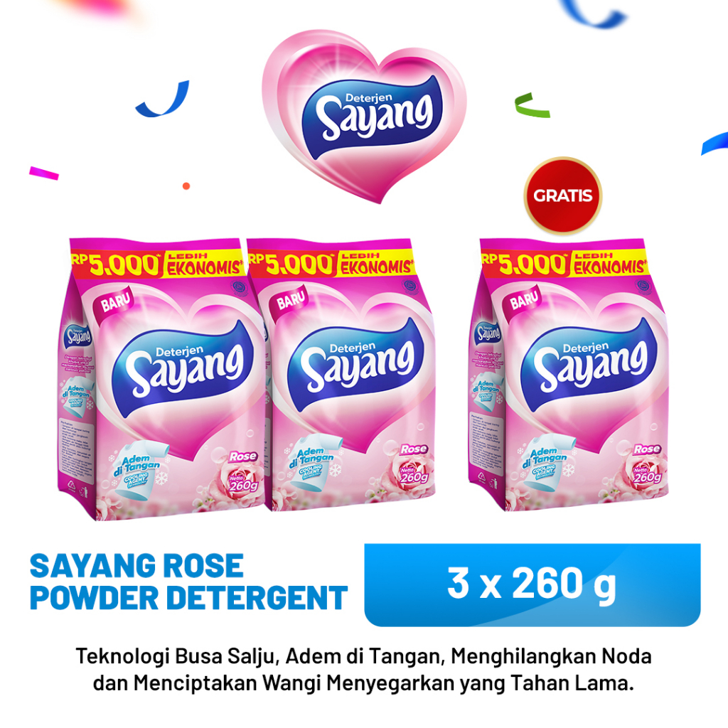 Jual [Buy 2 Get 1 Free] Sayang Rose Powder Detergent 260 GR | Shopee ...