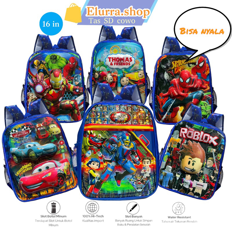 Jual Tas sekolah anak SD dengan led KARAKTER BARU/ tas bepom 3d cowo laki laki / tas led bisa ...