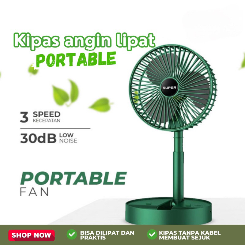 Jual Kipas Lipat Recharge + lampu belajar LED portable fan folding ...