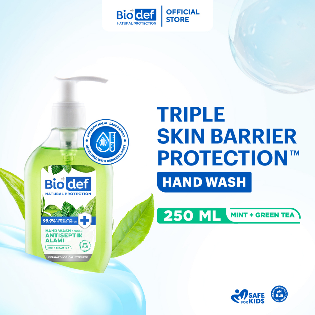 Jual Biodef Natural Protection Mint + Green Tea Hand Wash Botol 250 ml ...