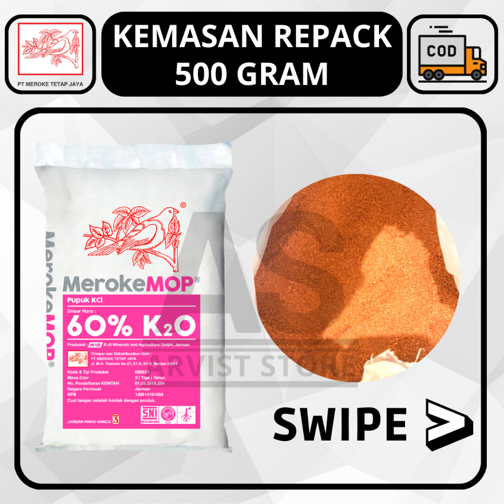 Jual Pupuk MEROKE MOP KCL Kemasan Repack 500 Gram MerokeMOP | Shopee ...
